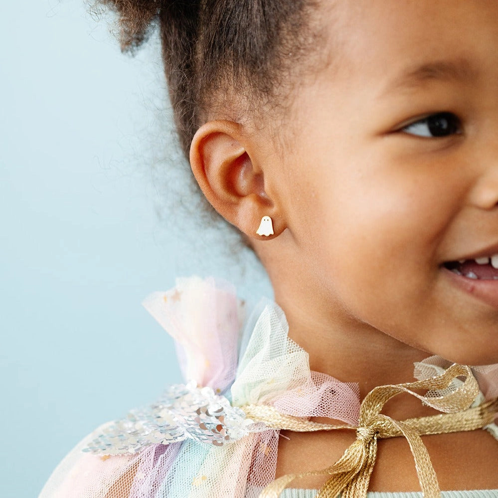 Ghost Stud Gold Earrings - Pip Pop Post – The Woods Maine