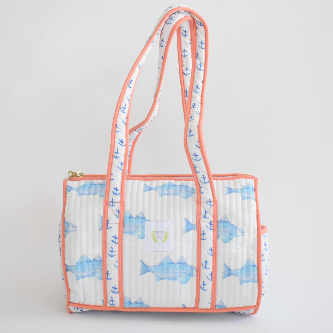 Sara Fitz Blue Fish Cotton Purse | Unique Style | Maine Inspired ...